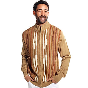 STACY ADAMS Men's Full Zippered Winter Sweaters (4XL, A-Tan)