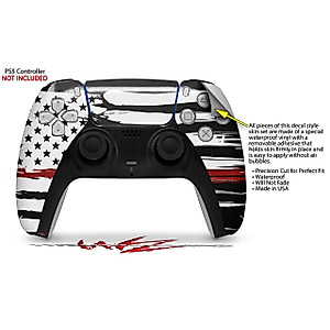 WraptorSkinz Skin Wrap compatible with Sony PS5 DualSense Controller Brushed USA American Flag Red Line (CONTROLLER NOT INCLUDED)
