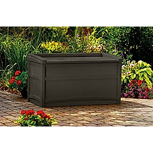ALIDAM Deck Box Storage Box 50 Gallon Outdoor Deck Storage Box Resin Patio Seat Garden Bench, Brown Patio Deck Garden Furniture