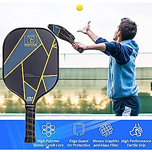 YC DGYCASI Graphite Pickleball Paddles Set of 2, 2022 USAPA Approved, Carbon Fiber Surface (CHS), Polypropylene Honeycomb Core, Anti-Slip Sweat-Absorbing Grip, 4 Pickleball, Portable Carry Bag