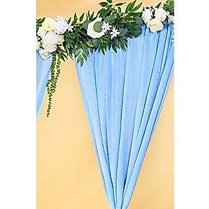 Cytdkve 2 Panels 4.8 Feet x 10 Feet Sky Blue Velvet-Like Wedding Backdrop Curtain Drapes, Silky Soft Window Curtains Panels for Wedding Ceremony Birthday Party Decorations