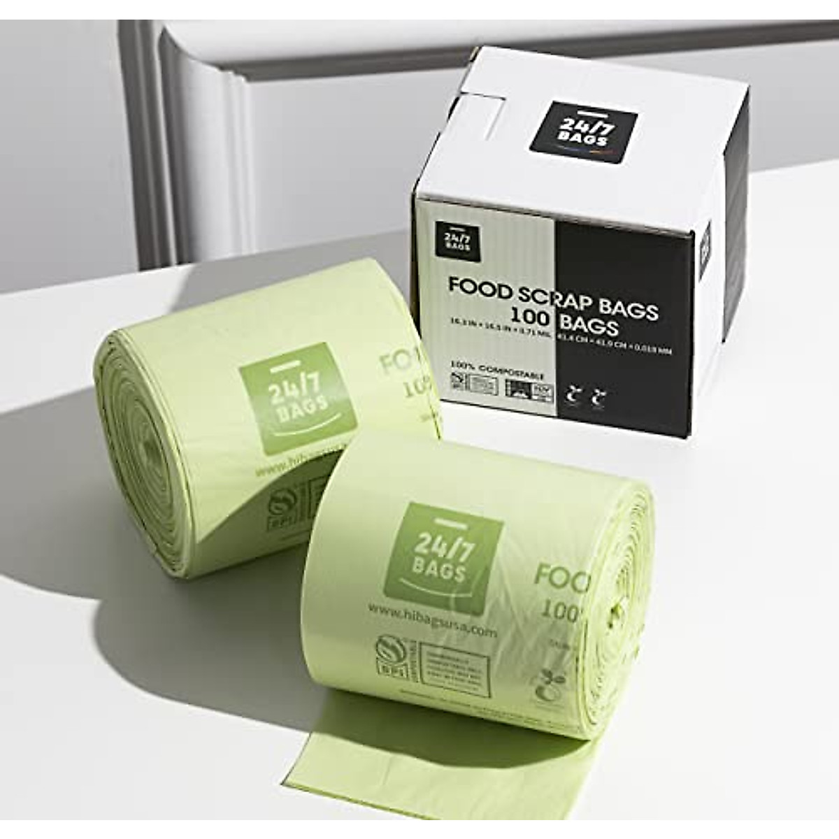 200 Count 100% Compostable Bags, 2.6 Gallon – Small Kitchen Trash Bin Bags, US BPI & OK Compost Home Certified, ASTM D6400 Certified (2 Pack Of 100)