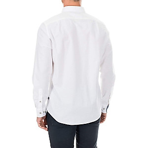 Nautica Men's Big Long Sleeve Button Down Solid Oxford Shirt, White, 3XLT Tall