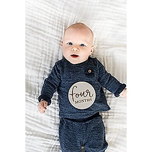 Little Pear Wooden Monthly Milestone Cards, Baby Milestone Photo Props, Wooden Monthly Photo Prop Cards