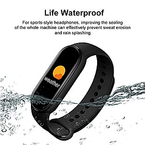 M6 Smart Bracelet Watch Fitness Tracker Smartband Heart Rate Blood Pressure Monitor Mi Band 6 for iOS Android Phone (Black)