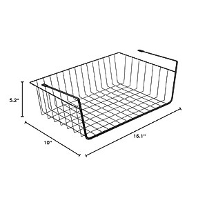 GENIYA Under Shelf Basket, 6PCS Hanging Storage Basket for Pantry Cupboard Laundry Room Slide-in Baskets Organizer for Kitchen Counter Desk Bookshelf, Space Saving, Easy to Install, Black