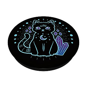 Witchy Black Cat Mystical Pastel Goth Moon Crystal Alchemy PopSockets Swappable PopGrip