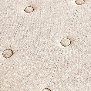 HUIMO Entryway Shoe Bench, End of Bed Bench,Upholstered Button-Tufted Bench for Kitchen, Fabric Ottoman Bench for Living Room, Padded Bench with Solid Wood Shelf Beige