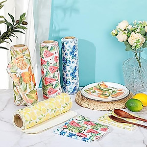 Maxdot 4 Rolls 48 pcs Reusable Paper Towels Roll Washable Cotton Flannel kitchen Towels Absorbent Paperless Cloth Towels with Cardboard Replacement Alternative Towel for Kitchen Cleaning Housekeeping