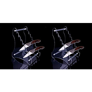 2 Sets Eight Layers Heavy Duty acrylic Knife Display Stands,Pocket Knives Easel Holder,Hunting Survival Knife Rack