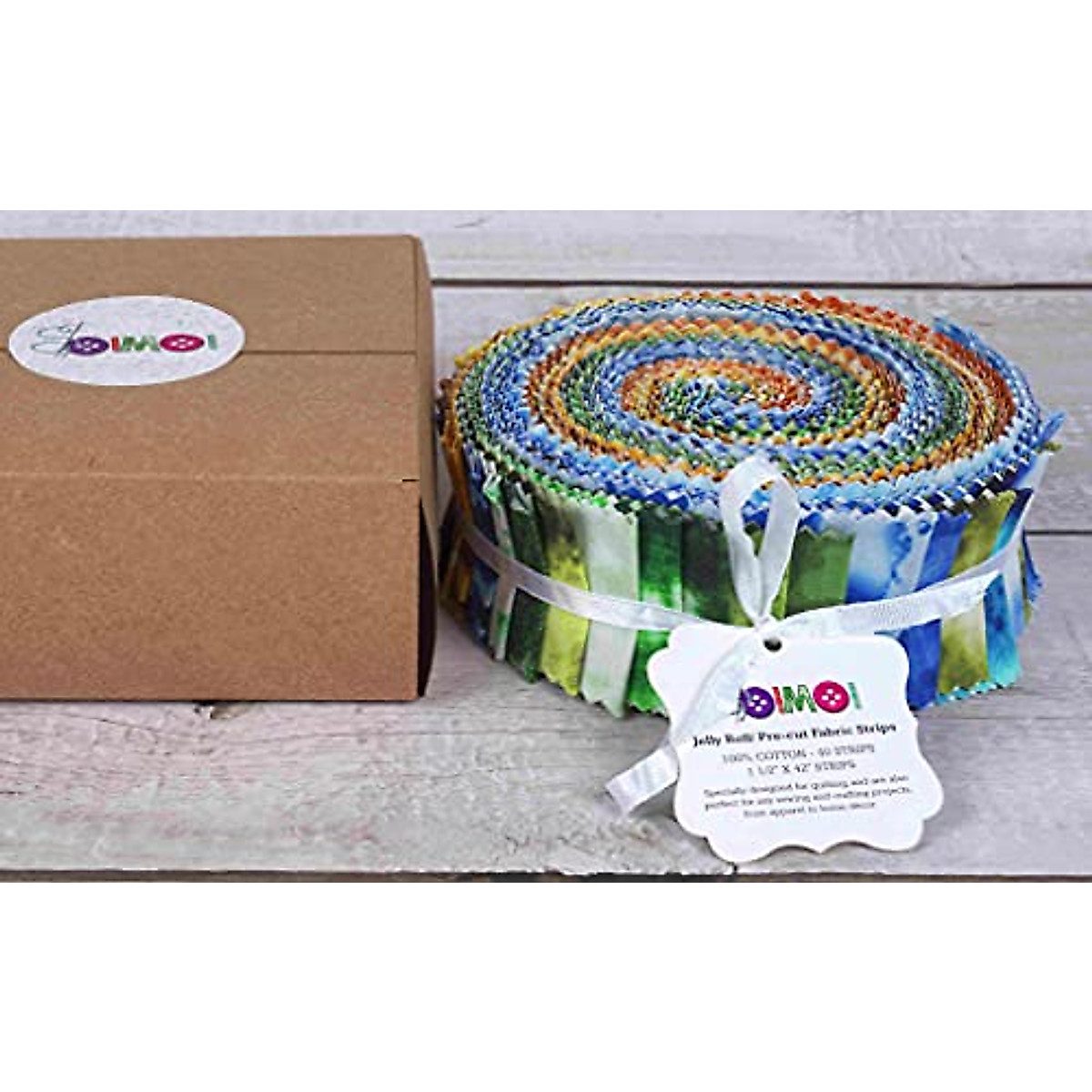 Soimoi 40Pcs Tie Dye Print Precut Fabrics Strips Roll Up 1.5x42inches Cotton Jelly Rolls for Quilting - Multicolor