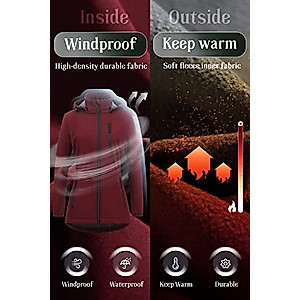 Chrisuno Women's Windproof Thermal Softshell Cycling Running Winter Jacket Biking Cold Weather Raincoat Burgundy S