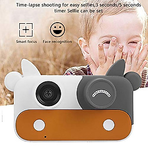 PAKIDS Camera Mini Children Camera Portable Cow Children Camera Mini Cartoon Digital DV Game Gift 400mAh Large Capacity Battery Gift for Kid Children Camera(Brown) (Color : Brown)
