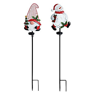 Yinns Solar Christmas Decorations, 2 Pack Chtistmas Garden Stakes Snowman Gnomes Solar Light Outdoor Christmas Decorations for Garden Yard Lawn Pathway