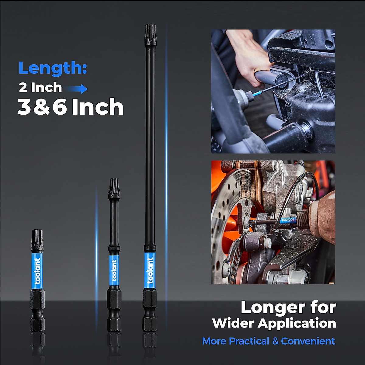 toolant 6" Impact Long Torx Bit Set 13pcs (TT7-TT40), 1/4 Hex-Shank S2 Steel Security Torx Bit Set, Tamper Proof Star Bit Set with CNC Machined Tips, Magnetic Impact Bit Holder and Storage Box