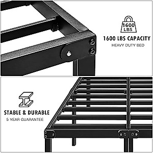 HAAGEEP 18 Inch King Bed Frame High Metal Bedframes Platform No Box Spring Needed with Storage Heavy Duty