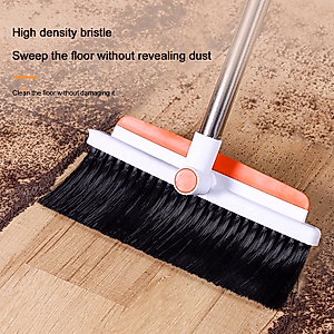 Broom Dustpan Set, Indoor 360° Rotatable Standing Storage Buckle Broom and Dustpan Set with Scraping Teeth and Squeegee Deep Cleaning Room and Dustpan Set for Home, Office