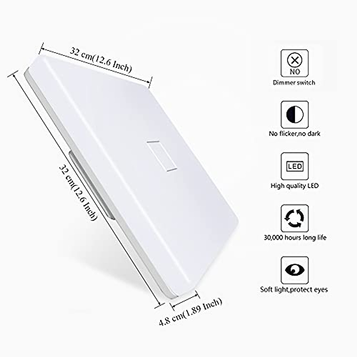 Airand 5000K LED Ceiling Light Flush Mount 24W 12.6in Square LED Ceiling Lamp for Kitchen Bathroom Hallway with 240Pcs LED Chips Without Flicker, 2050LM, IP44, 80Ra+, 180W Equivalent (Daylight White)