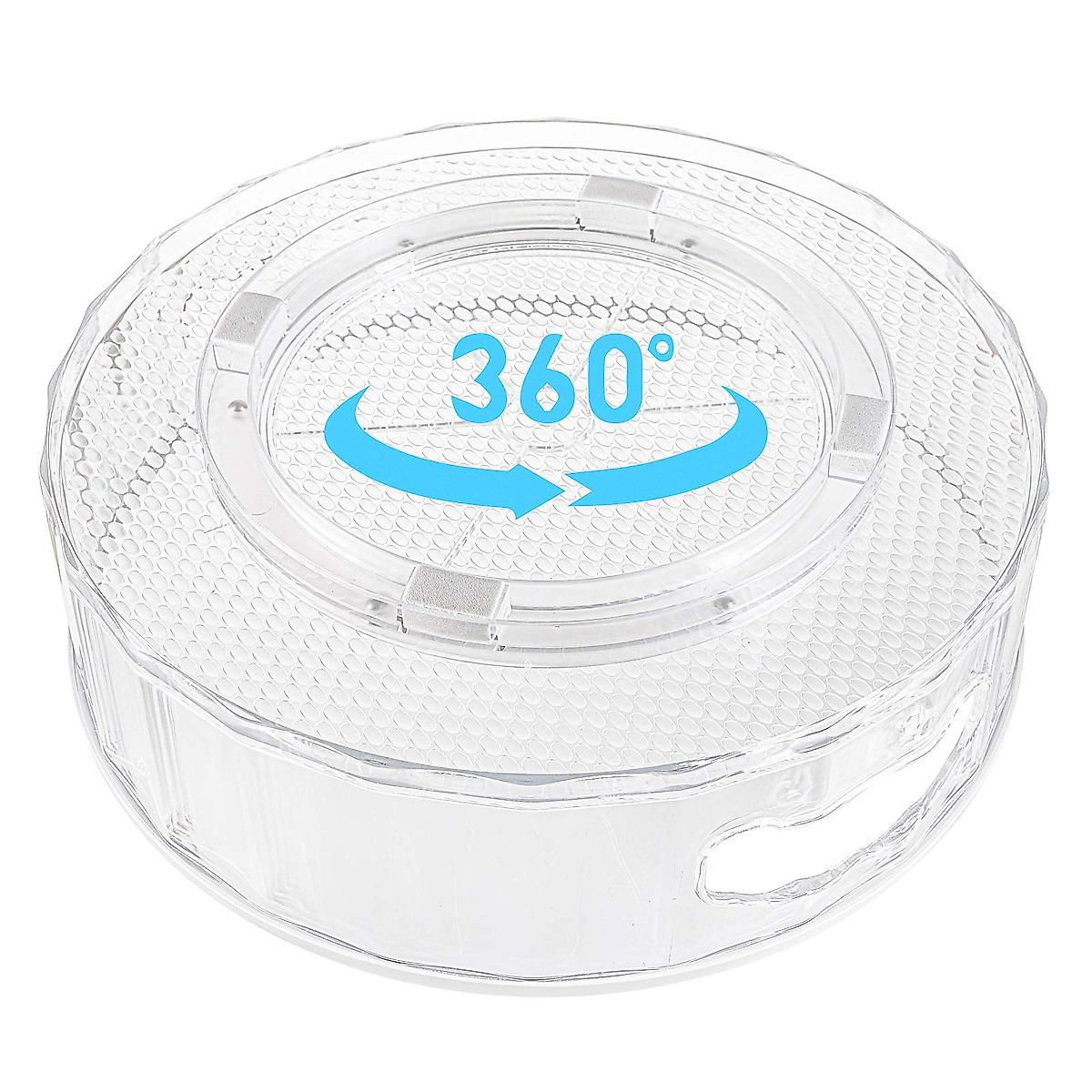 Hedume Set of 2 Lazy Susan Turntable with Handle, Basics Plastic Kitchen Turntable, Multifunctional Spice Racks Organizer, 360 Degree Rotating Food Storage Container for Refrigerator or Countertop