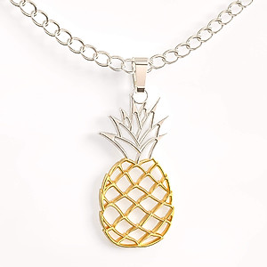 Happy Kisses Pineapple Necklace – Be A Pineapple Pendant – Message Card (Gold and Silver)