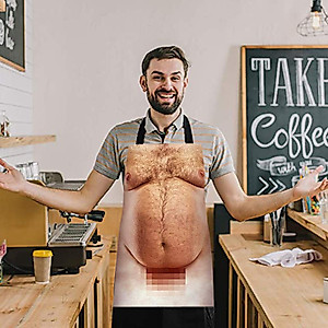 Nonebranded Funny Aprons for Men Adjustable Bib BBQ Cooking Kitchen Grilling Belly Aprons Gag Gifts for Christmas, White Elephant Gift Exchange