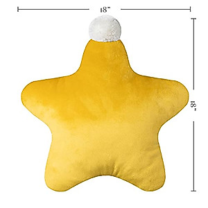 Ashler 3D Star Throw Pillows,Yellow Stars Pillows for Kids,Star Shaped Ultra Soft Velvet 18 X 18 Inches Throw Pillow, for Bedroom Room Home Decoration