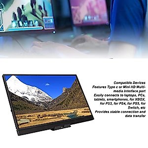 Zyyini Portable Monitor 1080P 17.3 Inch,IPS HDR HD Multimedia Interface.USB C Full Function,Built in Dual Speakers,Plug and Play,Lightweight,16:9,External Display for PS5 Phone PC Switch (Black)