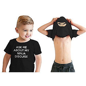 Toddler Ask Me About My Ninja Disguise T Shirt Cool Karate Face Mask Flip Tee Funny Kids Shirts Ninja Apparel for Toddler Cool Flip T Shirt Childrens Black 5T