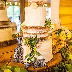 100 Pieces Leopard Print Treat Bags Leopard Candy Bags Easy to Seal Animal Print Cellophane Cookie Bags with 1 Roll Brown Fabric Ribbon for Zoo or Jungle Party Supplies