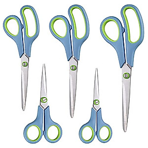 Scissors All Purpose,Scissors Set of 5,Multipurpose Sharp Scissors Different Sizes,Soft Comfort-Grip Handles Scissors,Craft Scissor for Office and Home
