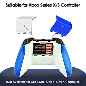 Battery Cover for Xbox Core Controller, Replacement Battery Back Door Lid for Xbox Series X & Wireless Controller, Batteries Caps Shell Repair Part for Xbox Series S Remote Pack of 4 (Blue +White