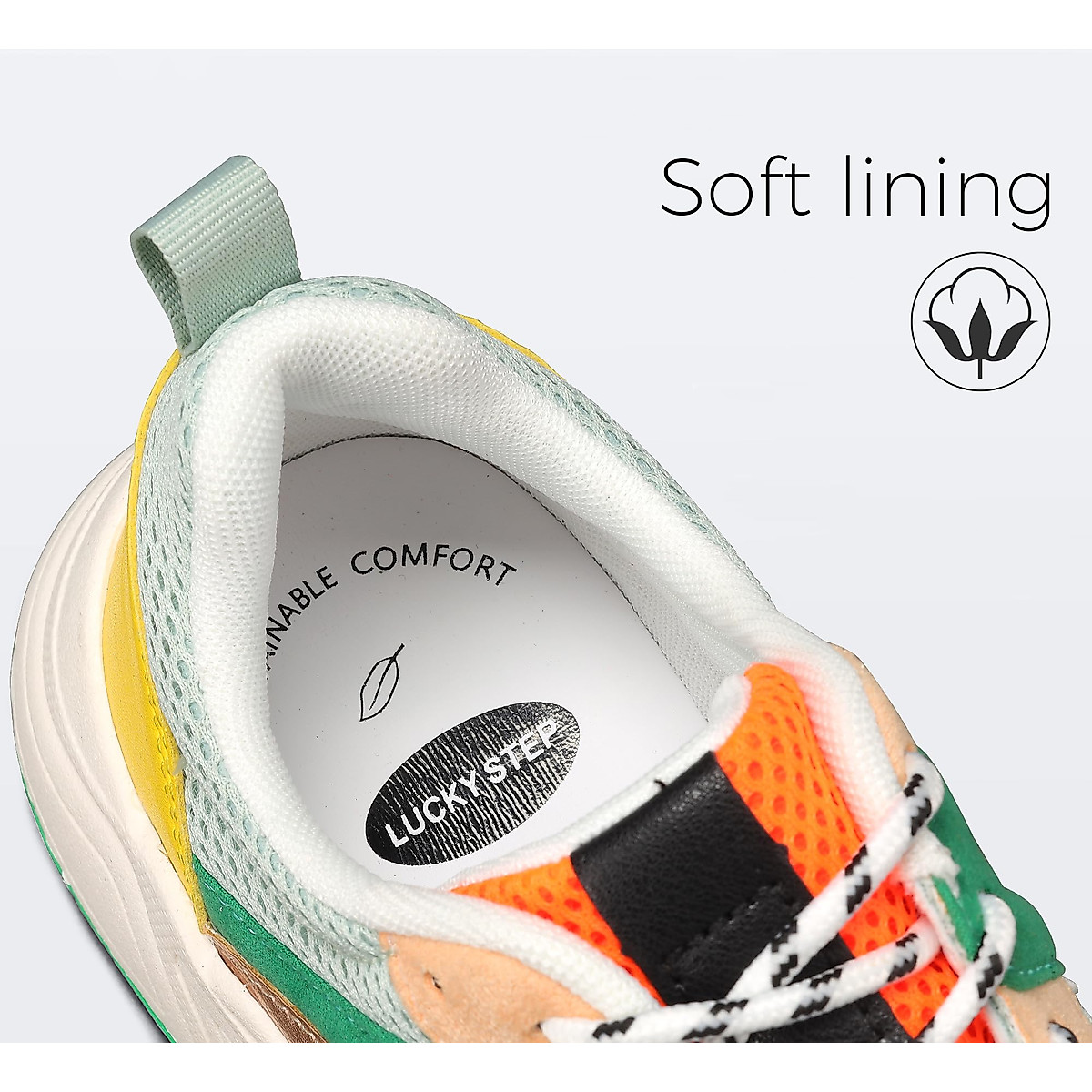 LUCKY STEP Women‘s Fashion Cusual Sneakers Platform Classic Leopard Walking Tennis Travel Shoes Chunky Colorful Lifestyle Sneakers(Fuchsia/Green,8.5B(M) US)