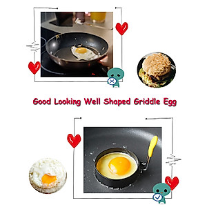 Egg Rings, Egg Molds Non Stick, Egg Molds for Frying with Silicone Applicator Brush and Anti Scald Handle,Stainless Steel Egg Frying Rings for Cooking Pancake, Sandwich Burger, Egg Mcmuffin(2PCS)