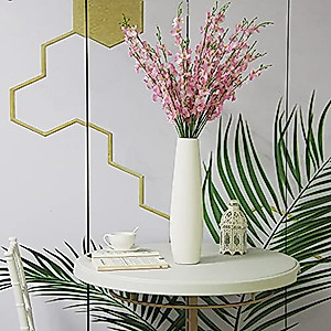 WELMATCH Pink Artificial Orchids Faux Flowers - 10 pcs 37.5 Inches Real Touch Fake Artificial Flowers for Wedding Home Office Party Hotel Yard Decoration (Pink, 10)