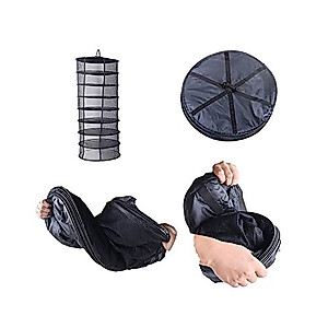 NXqilixiang Herb Drying Rack Net Dryer Hanging Dry Net 8 Layer Collapsible Hanging Dryer with Zipper Net Carrying Case Indoor and Outdoor for Herb Beans Fish Vegetable Drying (8 Layers - with Zipper)