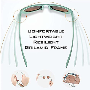 KastKing Tazlina Polarized Sport Sunglasses for Men and Women, Gloss Black Seafoam Frame, Brown - Chartreuse Mirror