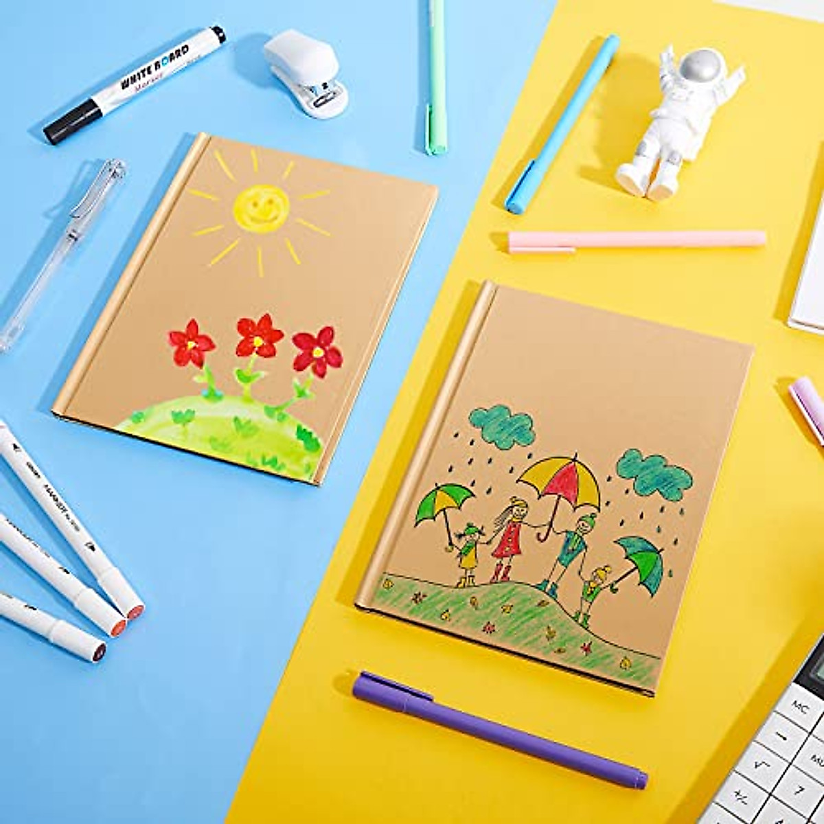 10 Pcs Hardcover Blank Book for Kids to Write Stories Hardcover Book Sketchbooks Blank Journal Books for Student Classroom DIY Drawing and Writing, 20 Sheets (Brown, 6 x 8 Inch)