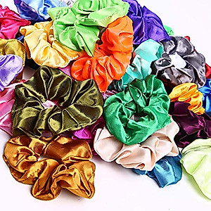 ZZICEN Satin Scrunchies 60 Colors Silk Scrunchies Hair Elastics Scrunchies Hair Bands Ties for Women Girls