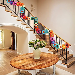 KESOTE Mexican Fiesta Paper Flower Garland Hanging Party Decorations, 3 Pack Rainbow Flower Garland for Luau Summer Cino de Mayo Fiesta Party Decorations