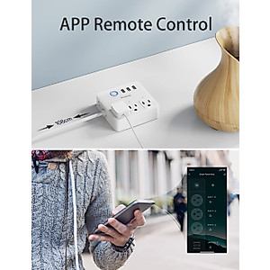 Smart Power Strip, Maxcio USB Surge Protector Compatible with Alexa & Google Home, Smart Outlets with 3 USB Ports, APP Individual Control, Smart Home Office Multi-Plug Extension Cord for Home, Travel