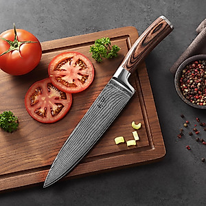 Wakoli Damascus Kitchen Knife Set, 6 Pieces Professional Chef Knife Set made from 67 Layers of Damascus Steel with VG10 Core, Knives Set for Kitchen with Pakkawood Handles in Gift Box (EDIB 6-pcs)