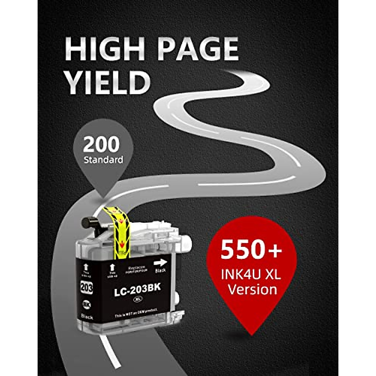 INK4U Compatible LC203 LC201 Ink Cartridges Replacement for Brother LC203 Ink Cartridges Brothers printer LC203XL LC201XL for MFC-J480DW MFC-J680DW MFC-J880DW MFC-J885DW J4420DW (4B/2C/2M/2Y,10 Packs)