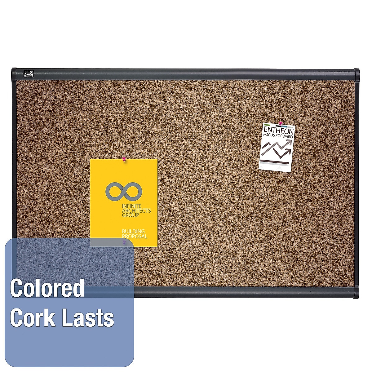 Quartet Cork Bulletin Board, Prestige, 4 x 3 feet, Graphite Finish Frame (244G)