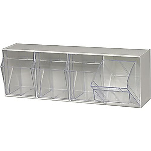 Quantum Storage Tip Out Storage Bin - 6 5/8in. x 23 5/8in. x 8 1/8in. Size, White, 4-Bin System