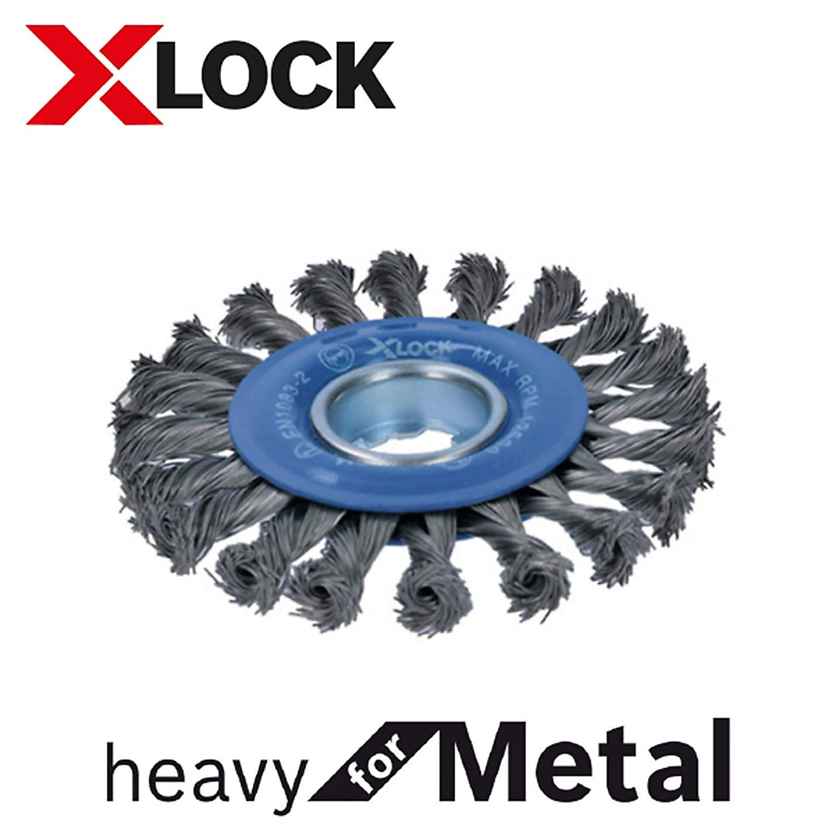 Bosch X-LOCK 2608620731 Wire Brush, 4.5 inches (115 mm) Diameter, Beveled Shape, Iron 0.02 inches (0.5 mm) Twist, 1 Piece