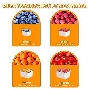 Fruit Storage Containers for Fridge - 4 PCS Poduce Containers for Fridge - Berry Containers for Fridge with Removable Drain Basket - Keep Fruit Lettuce Berry Vegetables Meat Food Stay Fresher Longer