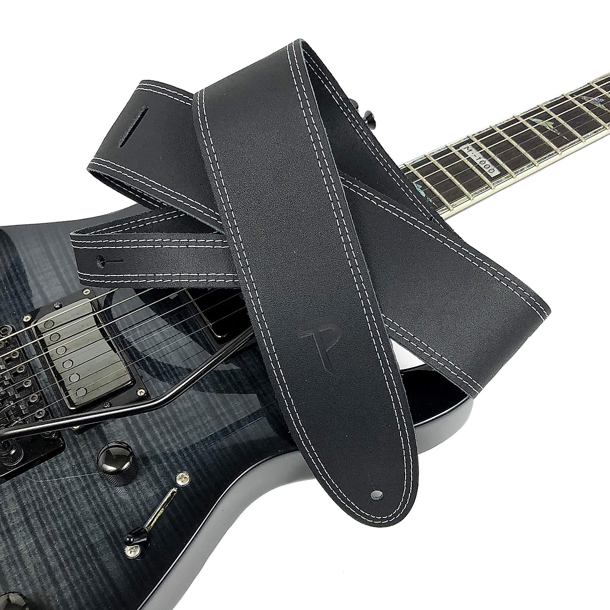 Perri's Leather Ltd. - Double Stitched Leather Strap - Adjustable Strap from 41" to 56" for Electric, Acoustic, Bass Guitars - for Kids & Adults - Black (BDS-175)