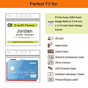 Fushing 200 Pcs Clear Plastic Horizontal Name Tag Badge ID Card Holders