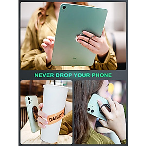 Phone Ring Holder Finger Kickstand 360°Rotation Cellphone Back Grip Foldable Cell Phone Stand for Desk Compatible with iPhone iPad Smartphones Tablets (with Universal Magnetic Car Mount)