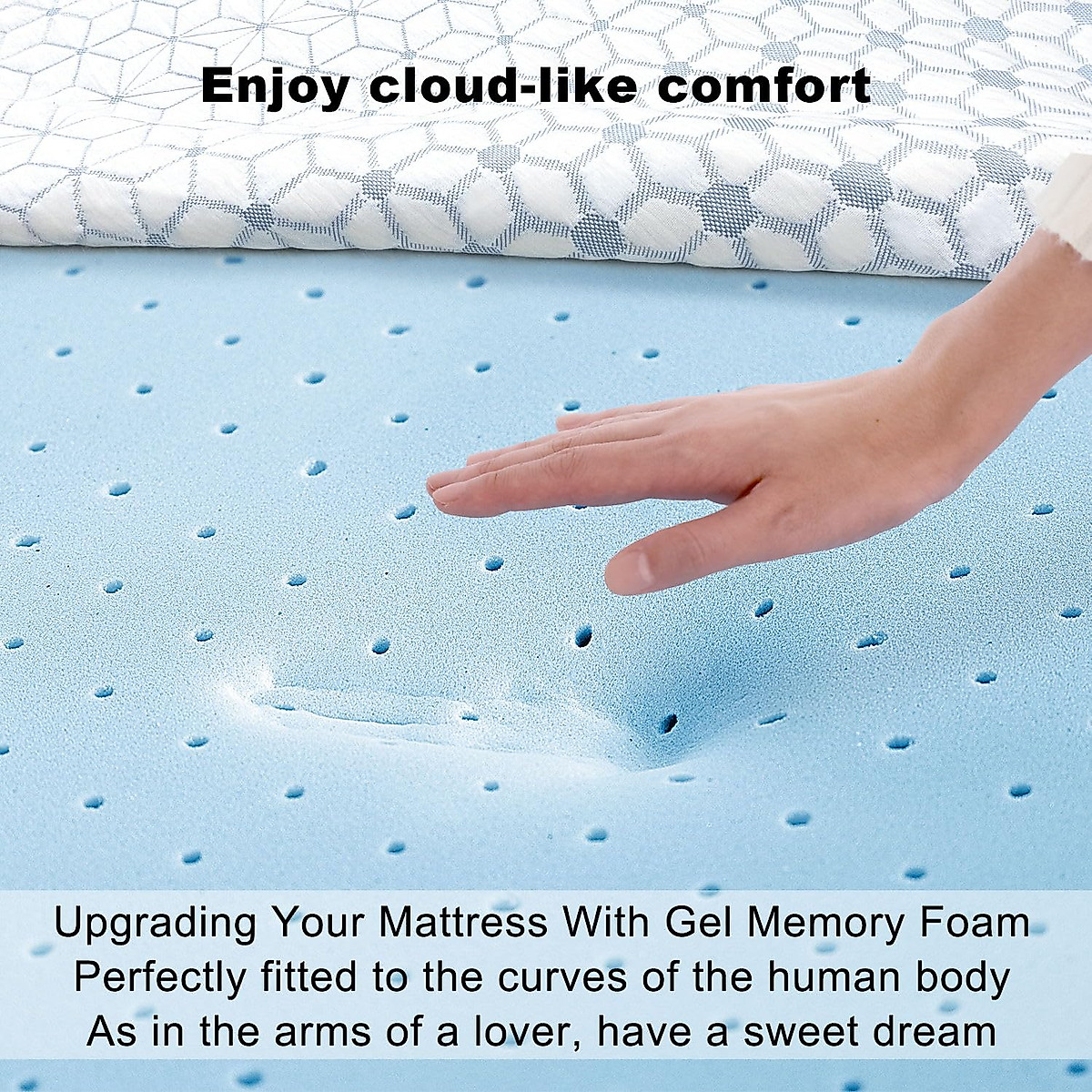 Memory Foam Mattress Topper Full Size 3 Inch, Premium High-Density Memory Foam, Ventilated Design, Removable & Washable Cover, 10 Years Warranty